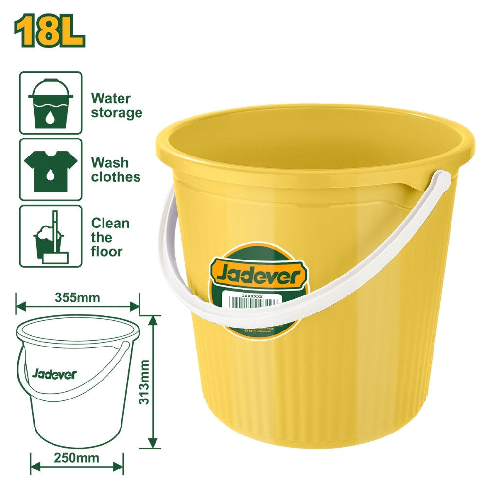 Jadever 18L Plastic Bucket with Handle Durable