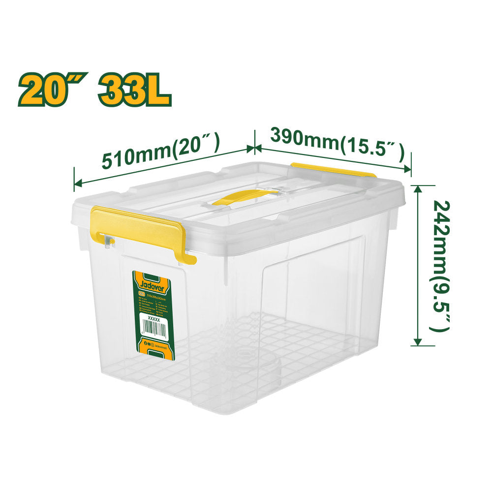Jadever Transparent Plastic Storage Box 33L Durable