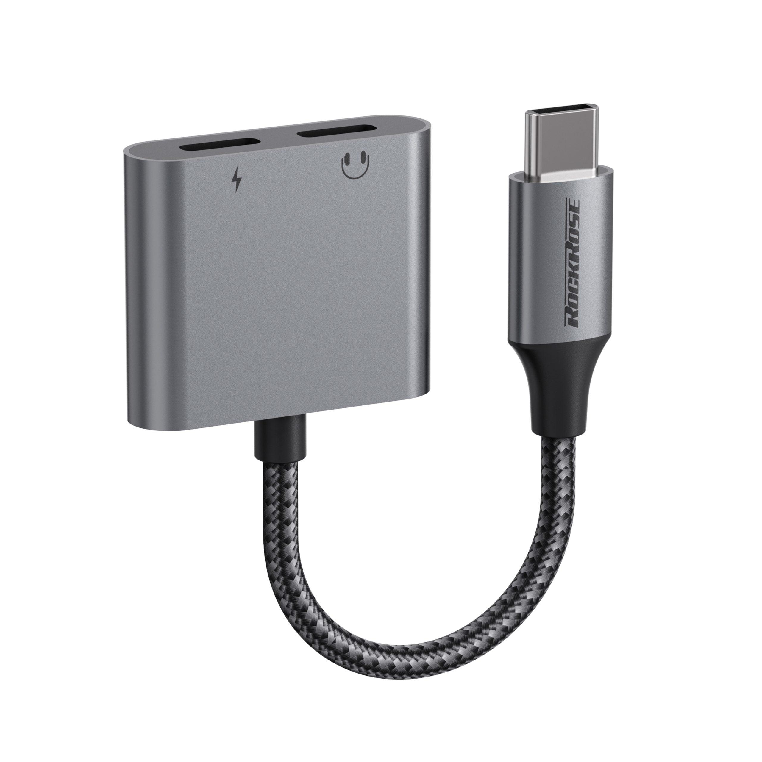 RockRose DC Dual USB C Adapter for Charging & Calls & Music