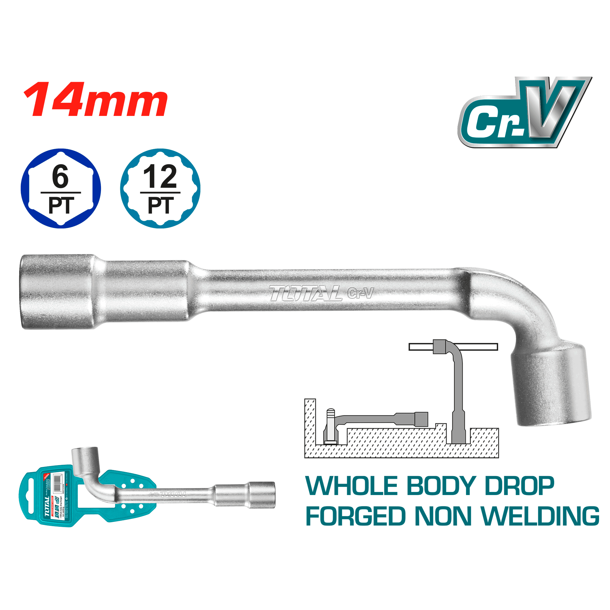 TOTAL L-Angled 14mm Pass-Through Socket (THWL1406)
