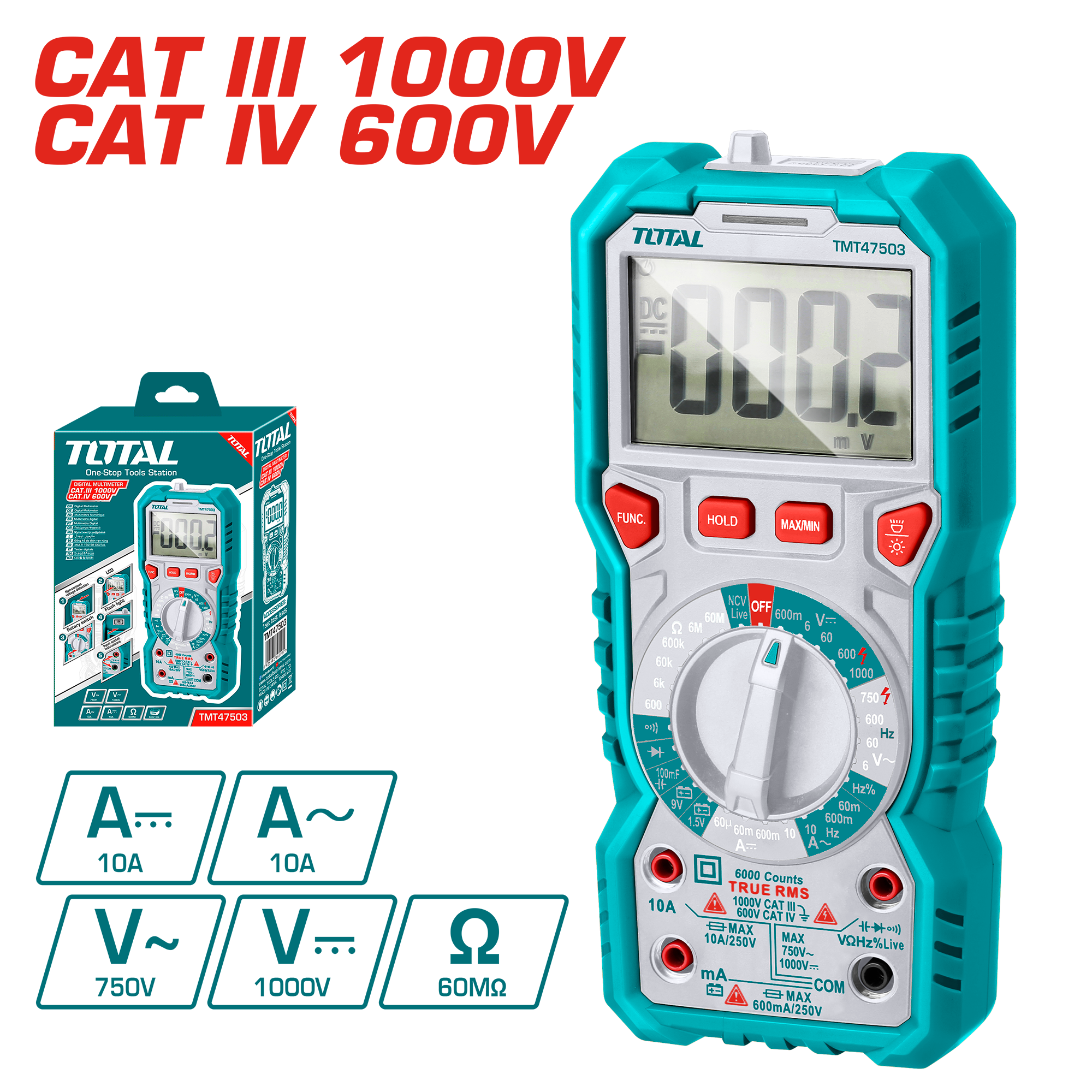 Total TMT47503 Multimeter CAT3 1000V | CAT4 600V – Precise