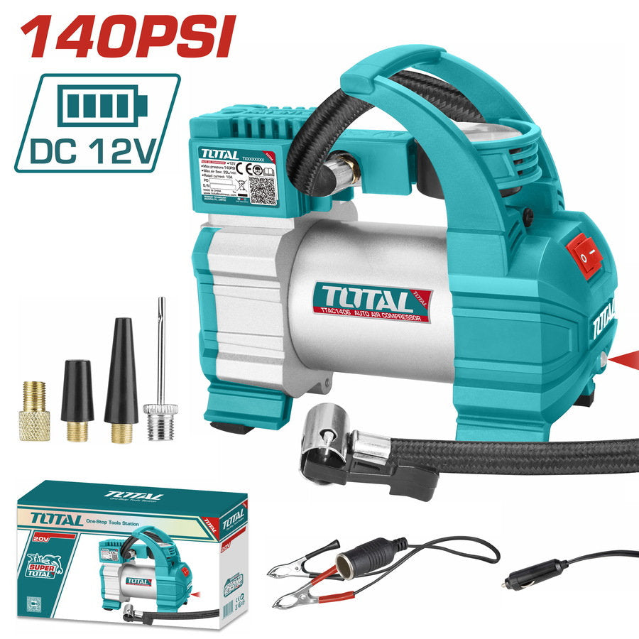 TOTAL Car Tire Inflator 12V 140 PSI Fast & Portable