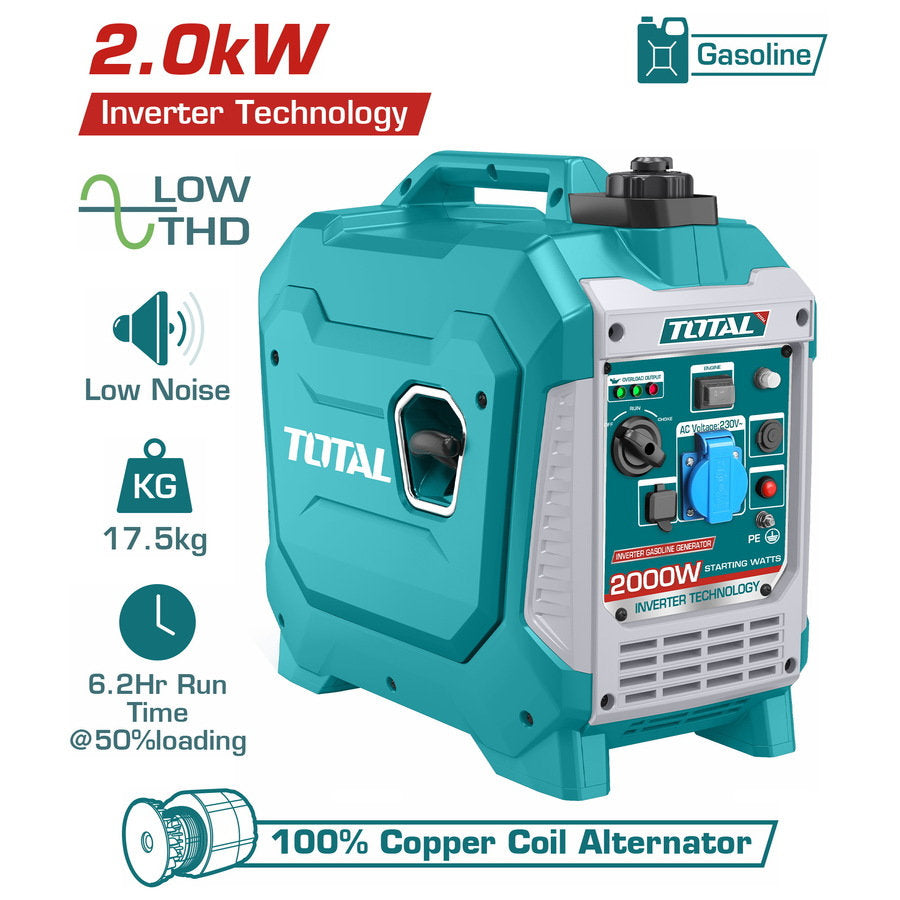 Total 2KW Silent Gasoline Inverter Generator Reliable