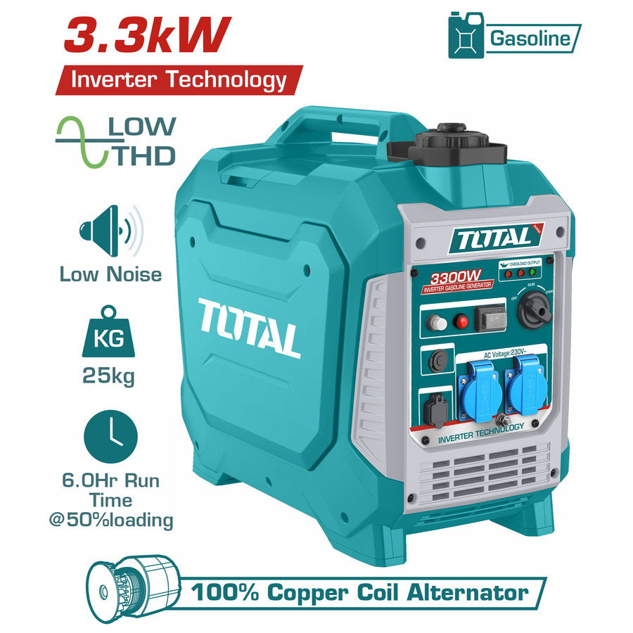 Total 3.3KW Silent Inverter Gasoline Generator Clean Power