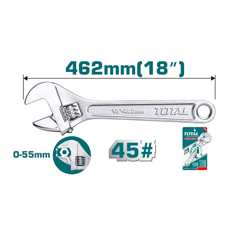 TOTAL 450mm Adjustable Wrench | 18-Inch (THT1010183)