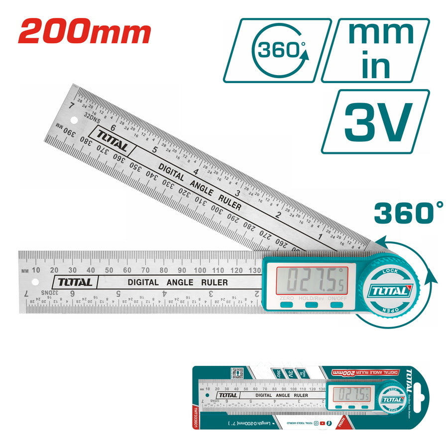 TOTAL Digital Angle Ruler 200MM (TMT333601) – Precision