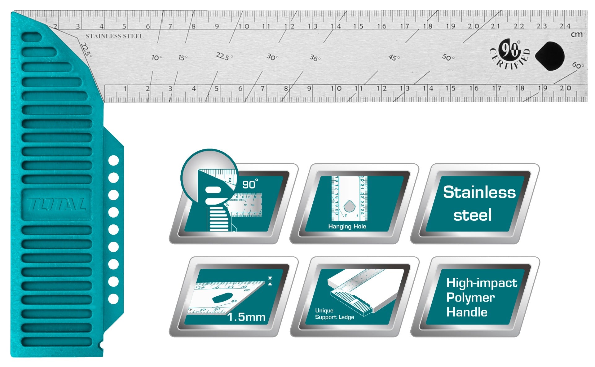 TOTAL 300mm | 12-Inch Marking Square (TMT61126) – Precision