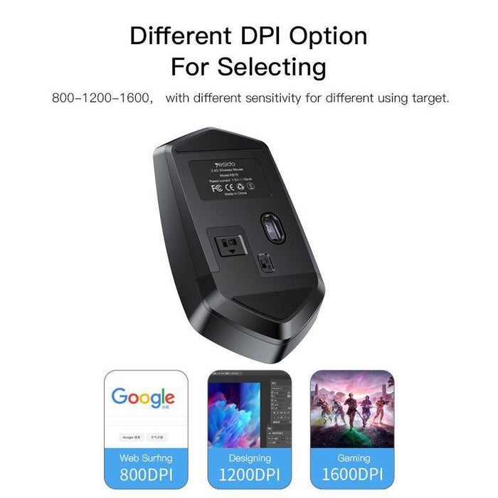 YESIDO WIRELESS MOUSE BK